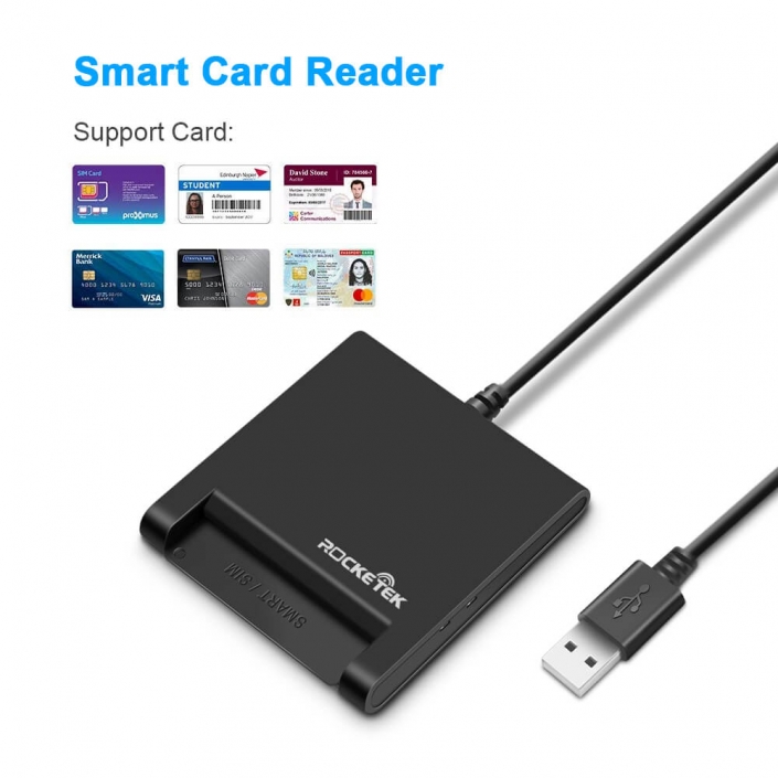 Rocketek iso7816 smart card reader portable usb smart card reader