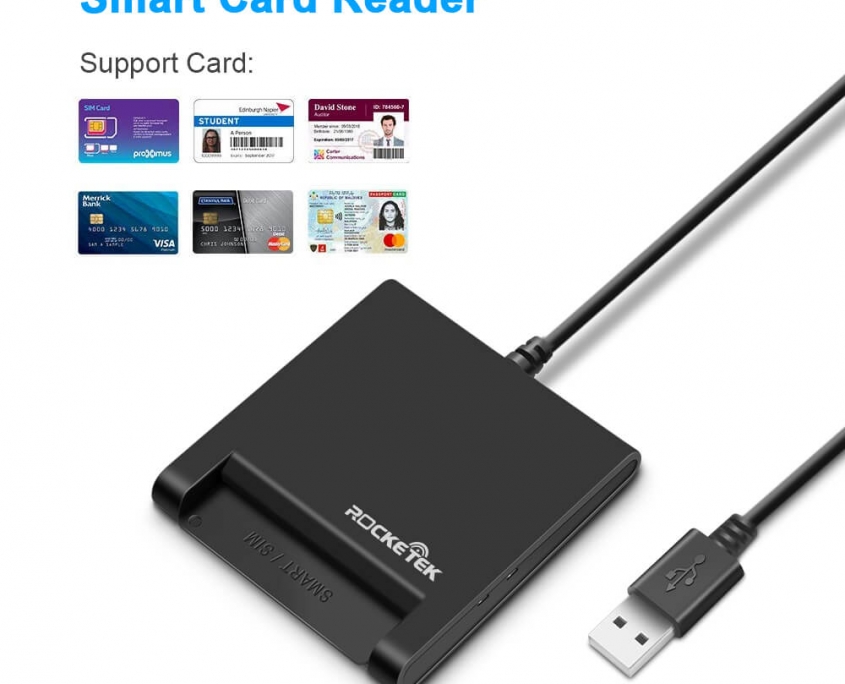 Rocketek iso7816 smart card reader portable usb smart card reader