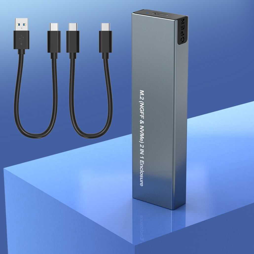 Dual protocol USB3.1 M.2 nvme and ssd sata Hard disk enclosure - rocketeck