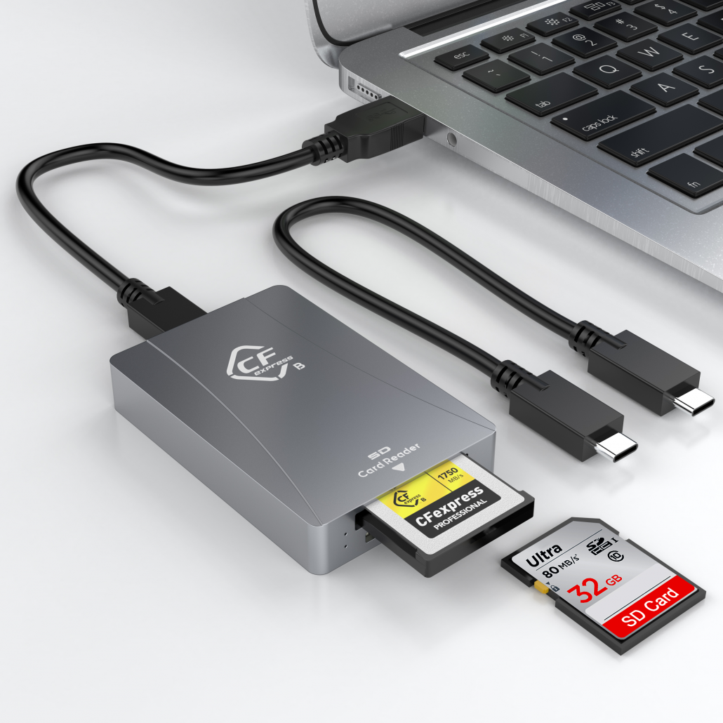 Rocketek UHS-II Dual-Slot USB C Memory USB-C CFast 2.0 Card Reader - rocketeck